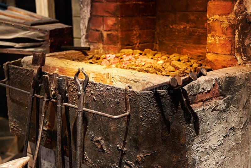 Workplace of a blacksmith stock photo. Image of tools - 46529696
