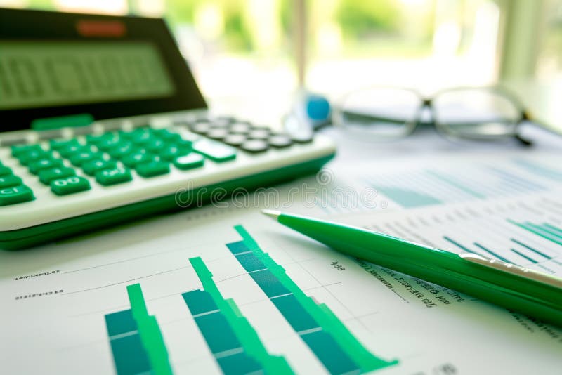 Workplace of Bookkeeper with Calculator and Papers on Desk Office ...