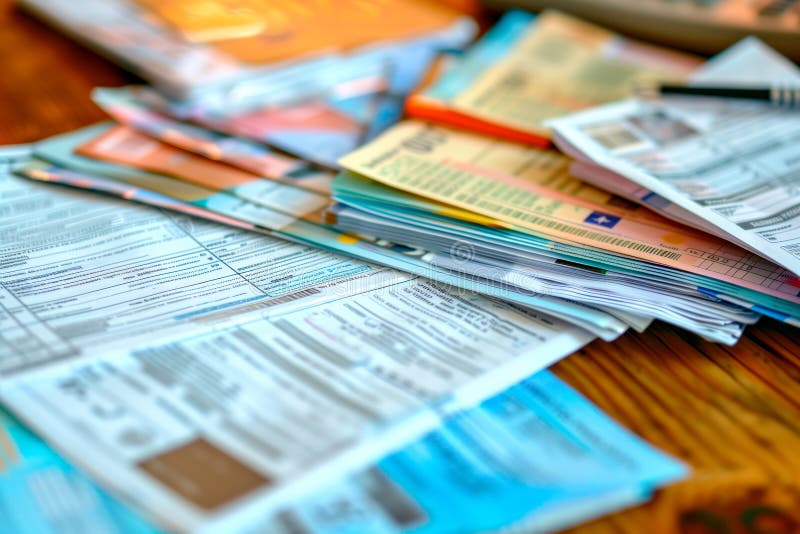 Workplace of Bookkeeper with Tax Form and Papers on Desk Office ...