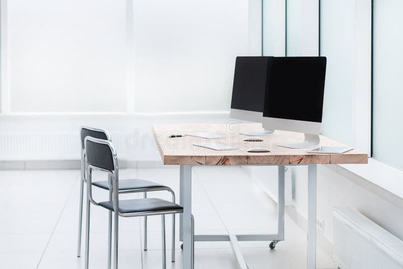 Workplace Business Team in an Empty Office. Stock Photo - Image of ...