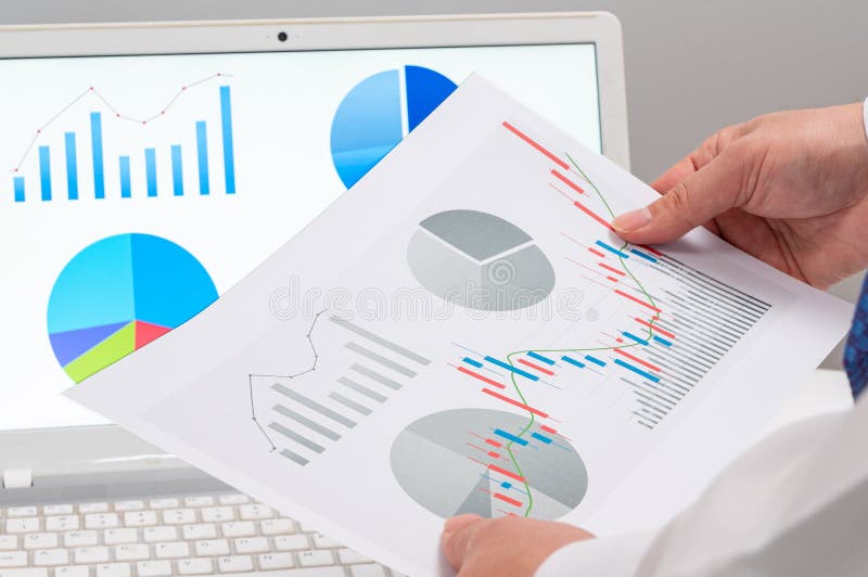 Workplace Businessman. Charts, and Graphs on the Desk Stock Image ...