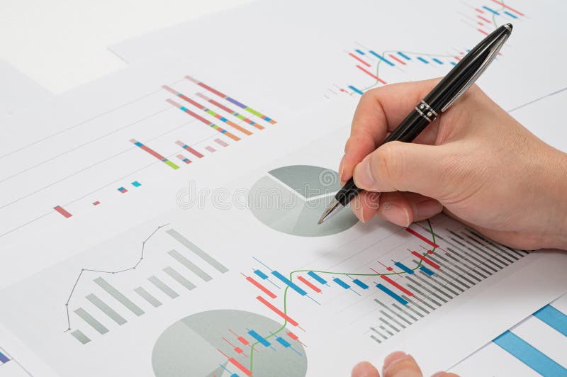 Workplace Businessman. Charts, and Graphs on the Desk Stock Photo ...