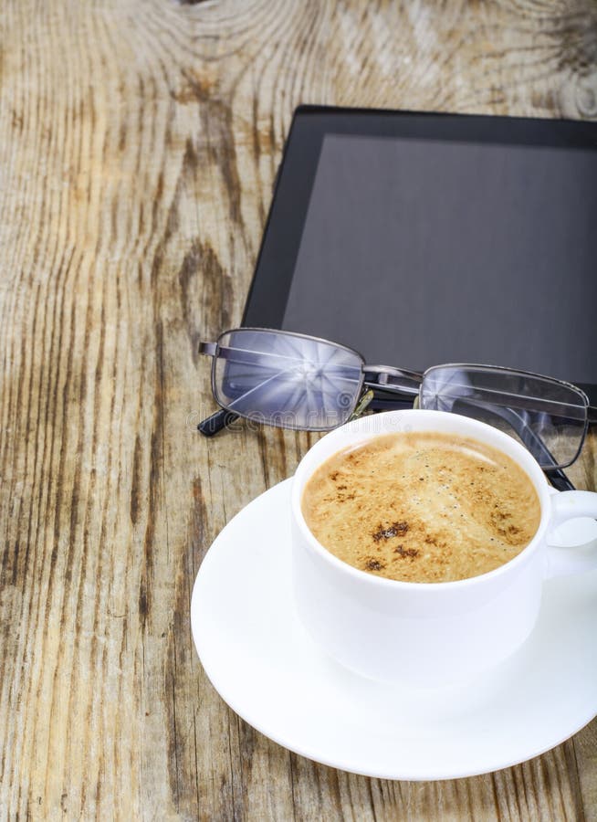 Workplace Businessman: Laptop, Coffee and Sunglasses Stock Image ... Workplace Businessman: Laptop, Coffee and Sunglasses Stock Image ...