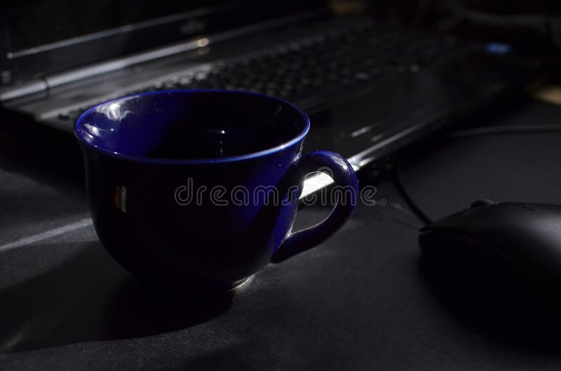 Workplace Coffee at a Computer Stock Image - Image of breakfast, double ...
