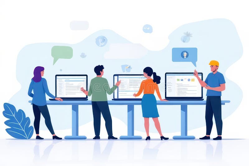 Workplace Collaboration and Communication Stock Illustration ...