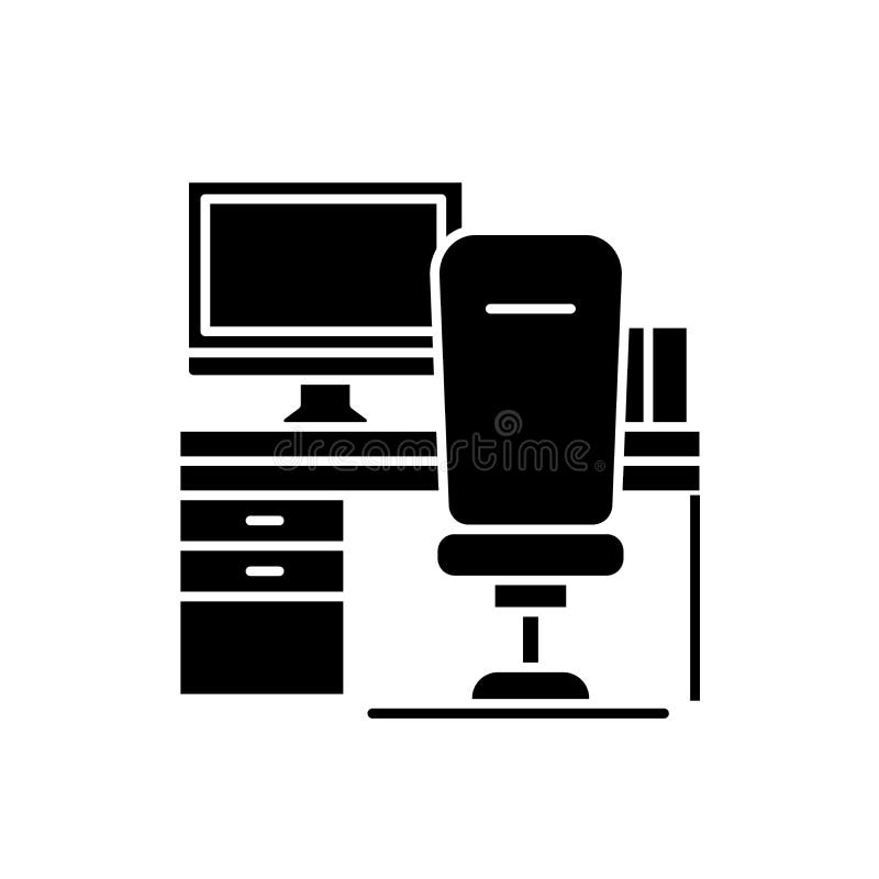 Workplace Black Icon, Vector Sign on Isolated Background. Workplace ...