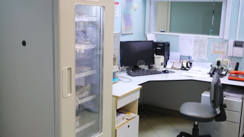 Workplace with Computer Equipment and Refrigerator Stock Video - Video ...