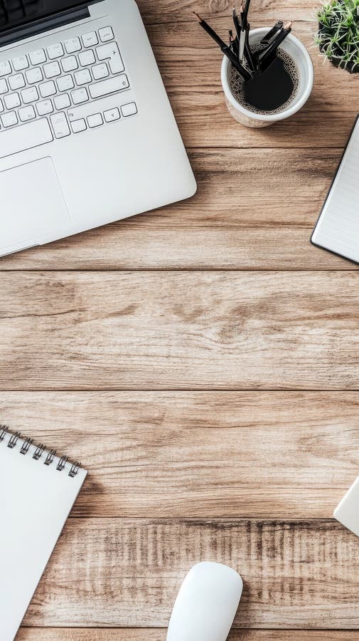 Workplace with Computer Keyboard and Notebooks Stock Illustration ...