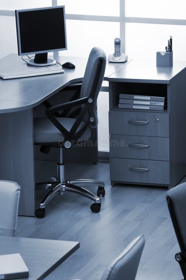 Workplace with Computer in Office Stock Photo - Image of mouse, modern ...