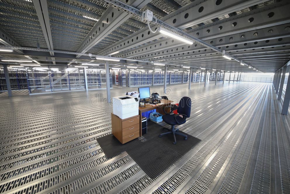 Workplace with Computer in Warehouse with Numerous Stock Image - Image ...