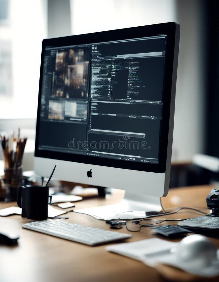 Workplace Computers Computer Blue Display Room Business Workstation ...