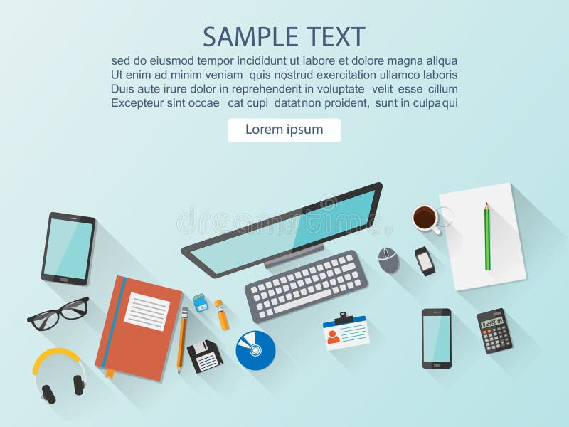 Workplace Concept ,Flat Design Stock Vector - Illustration of laptop ...