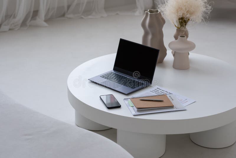 Workplace of Contemporary Freelancer with Mobile Gadgets and Financial ...