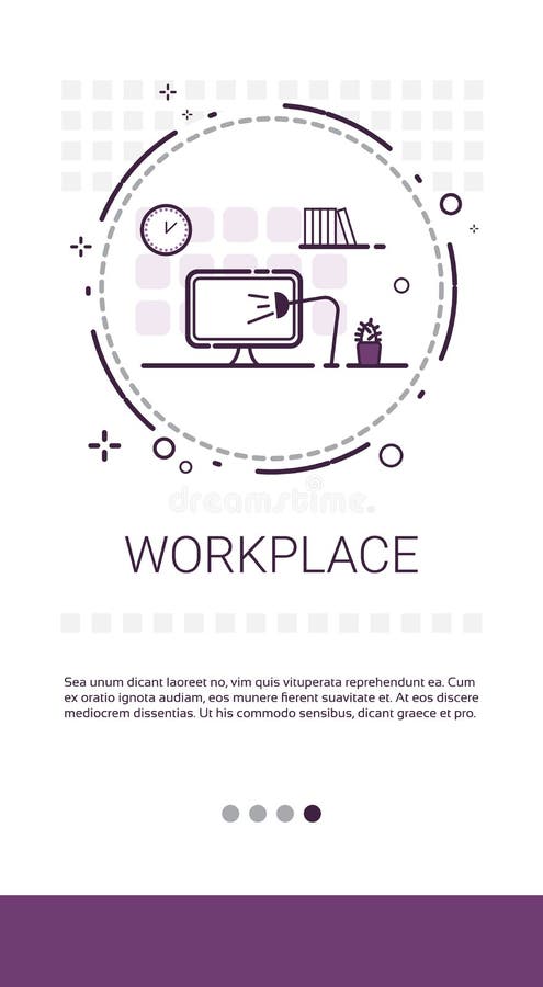 Workplace Desk Computer Workspace Office Banner Stock Vector ...
