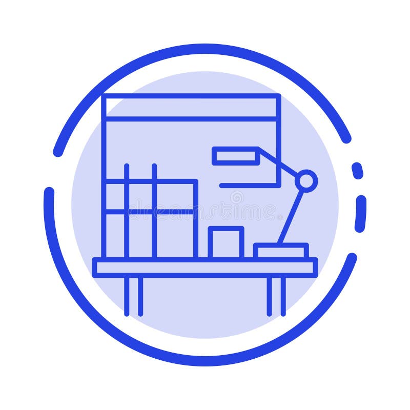 Workplace, Desk, Office, Table Blue Dotted Line Line Icon Stock Vector ...
