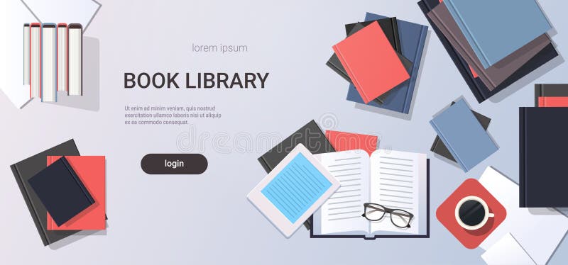 Workplace Desk Textbooks E-book Top Angle View Book Library Education ...