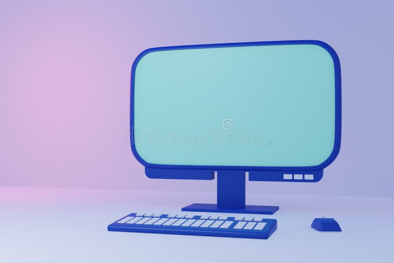 Workplace at Desktop Computer. Monitor, Keyboard and Mouse Stock Illustration - Illustration of ...