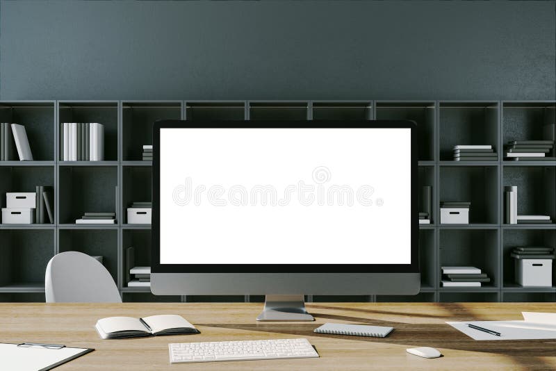 Workplace Desktop with Empty Computer Screen Editorial Stock Photo ...