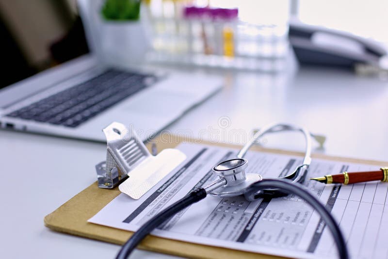 Workplace of the Doctor in the Office Stock Image - Image of medical ...