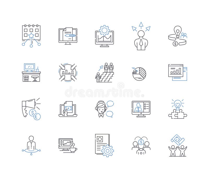 Workplace Duties Line Icons Collection Administration Communication Coordination Creativity