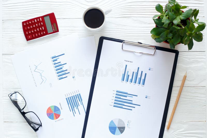 Workplace Economist at Office Table Stock Photo - Image of calculator ...