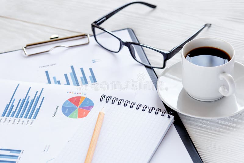 Workplace Economist at Office Table with Diagram Stock Photo - Image of ...