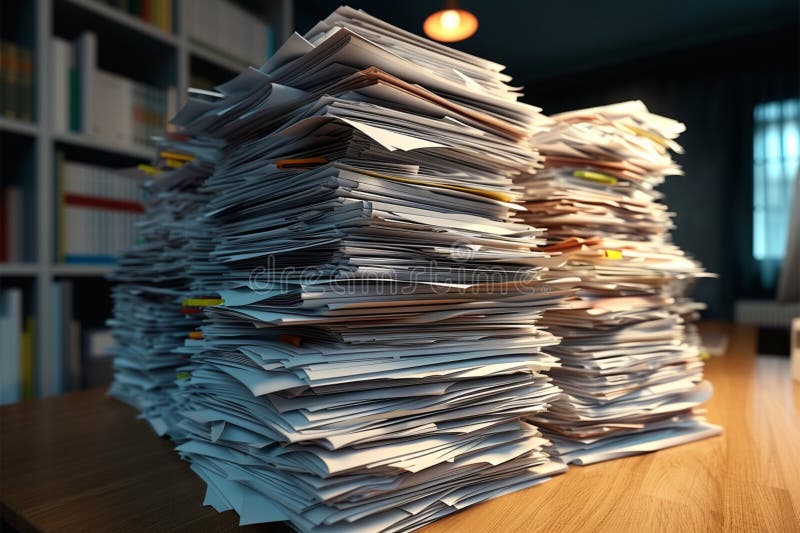 Workplace Efficiency Piles of Paper Documents, Organized Office ...