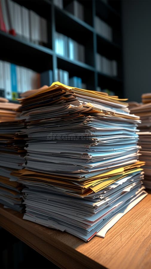 Workplace Efficiency Piles of Paper Documents, Organized Office ...