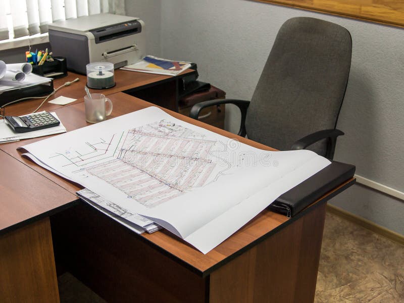 The Workplace of the Engineer Foreman or Construction Manager, on the ...