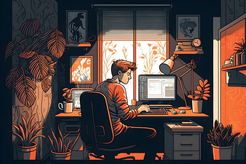 Workplace of Freelancer Working from Home Office, Remotely and Distant ...