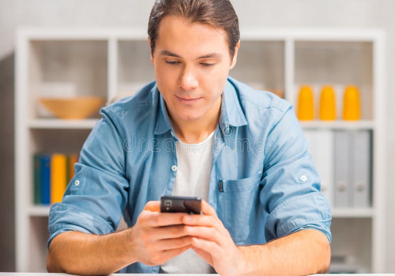 Workplace of Freelancer Works at Home Office Using Smartphone and Other ...