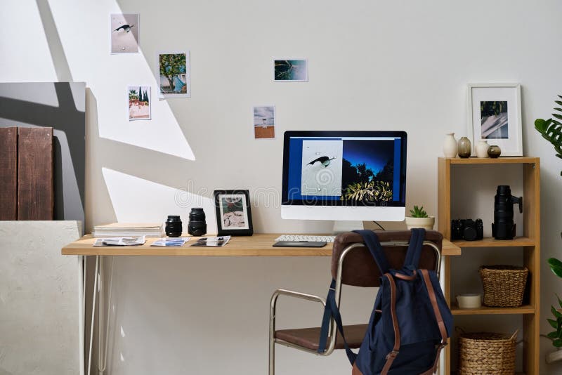 Workplace of Graphic Designer in Office Stock Photo - Image of table ...