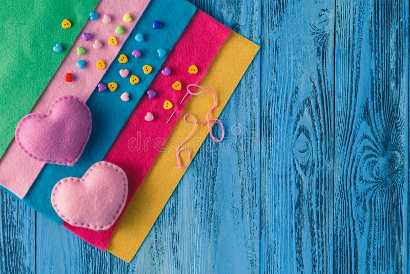 Workplace for Handcraft Creative Work with Felt Stock Image - Image of ...