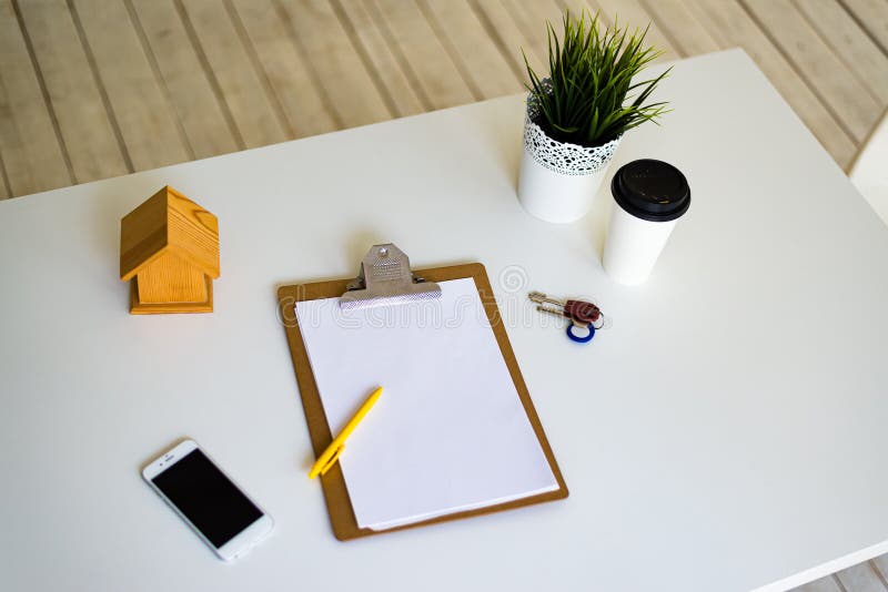 Workplace Home Computer and Remote Work Stock Image - Image of flat ...