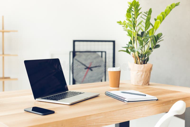 Workplace in Home Office with Modern Equipment and Objects Stock Photo ...