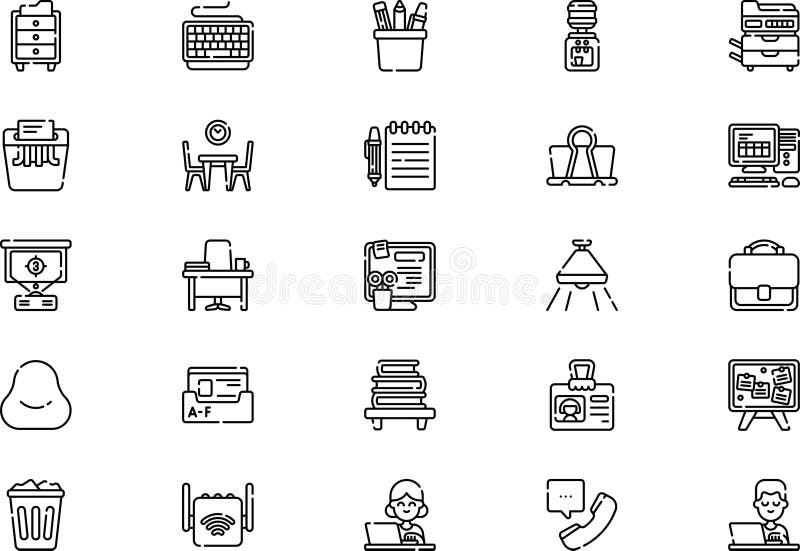 Workplace Icons Collection is a Vector Illustration with Editable ...