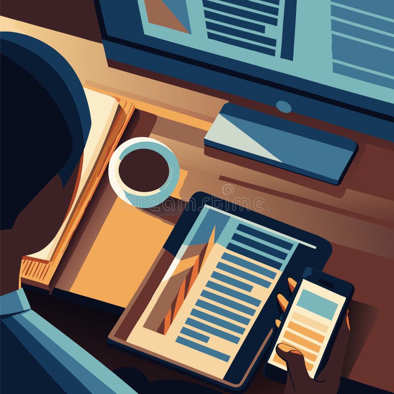 Workplace Image. Cartoon Style Stock Vector - Illustration of computer ...