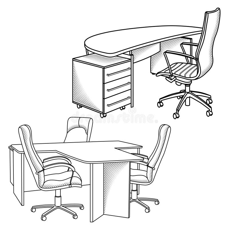 Workplace interior sketch stock vector. Illustration of designer ...
