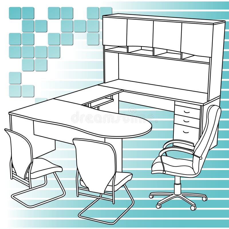 Workplace interior sketch stock illustration. Illustration of armchair ...