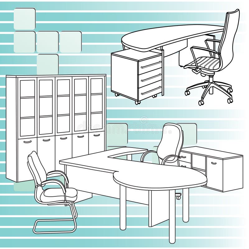 Workplace interior sketch stock illustration. Illustration of doodle ...