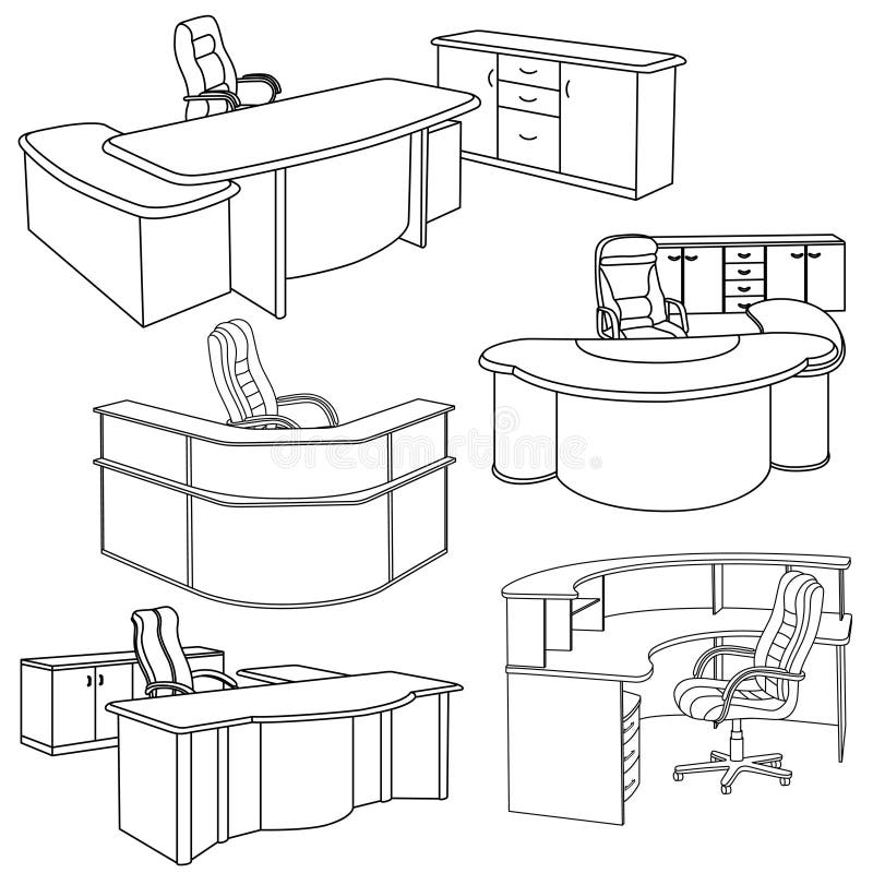 Workplace interior sketch stock illustration. Illustration of doodle ...