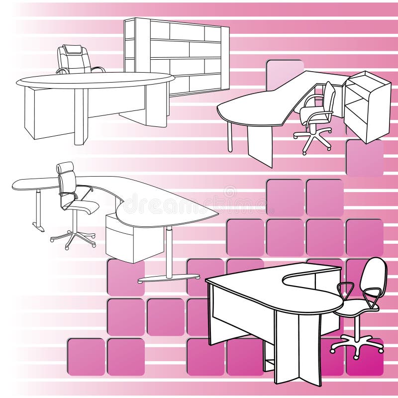 Workplace interior sketch. stock vector. Illustration of computer ...