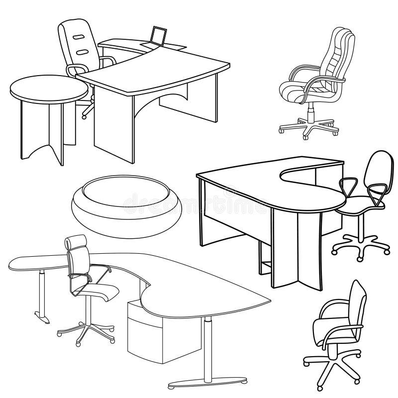 Workplace interior sketch stock illustration. Illustration of doodle ...