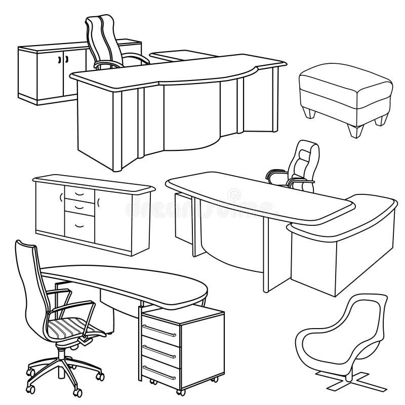 Workplace interior sketch stock vector. Illustration of desk - 109822943