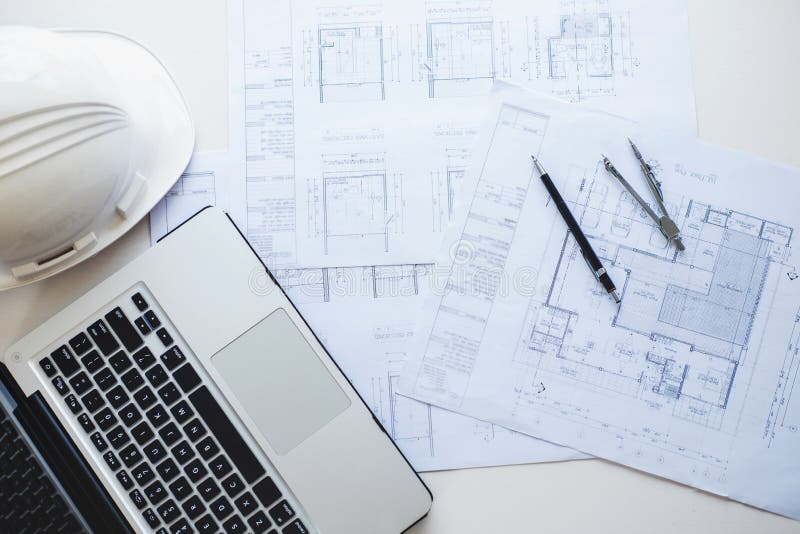 Workplace Items of Architect or Engineering Tools for Project Stock ...