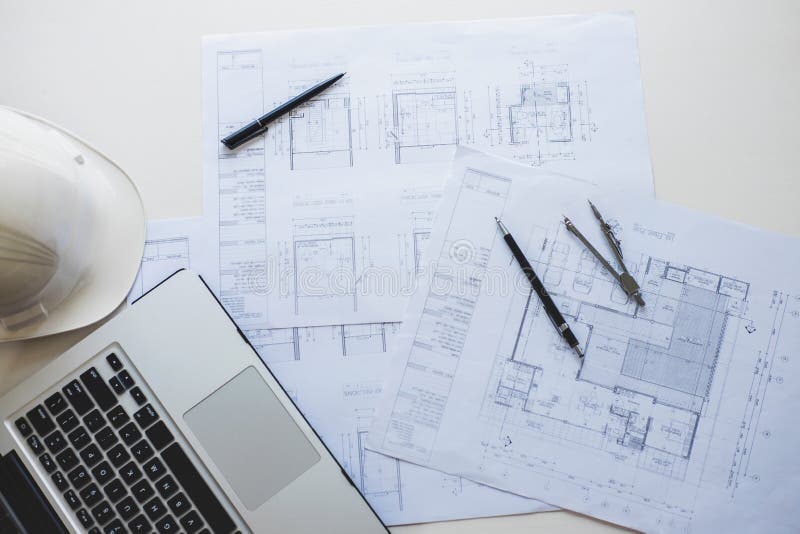 Workplace Items of Architect or Engineering Tools for Project Stock ...