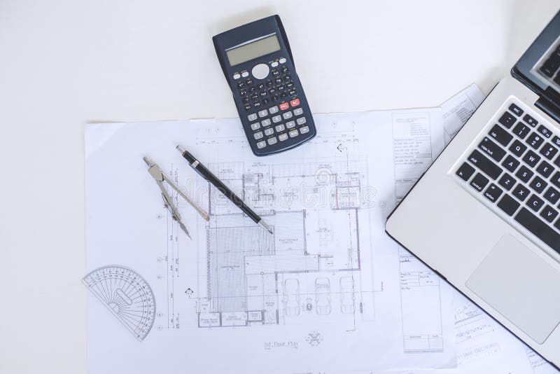 Workplace Items of Architect or Engineering Tools for Project Stock ...