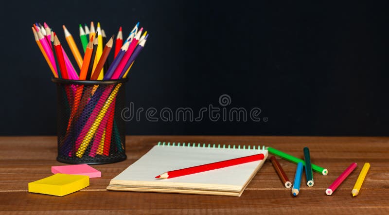 Open Notepad for Writing on the Table with a Pen. Bank with Office ...