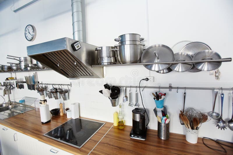 Workplace in the kitchen stock image. Image of equipment - 93684555