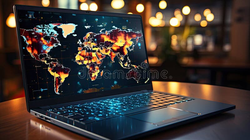 Workplace, Laptop for Business Meeting and Data Analytics and Graphs ...